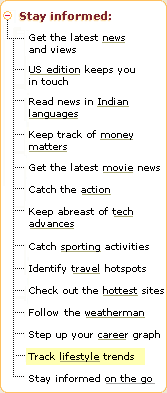 rediff.com: Sitemap: Stay informed: Track lifestyle trends